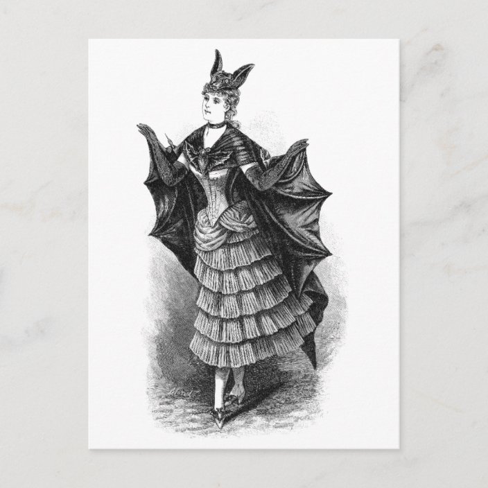Vintage Bat Lady Postcard | Zazzle.com