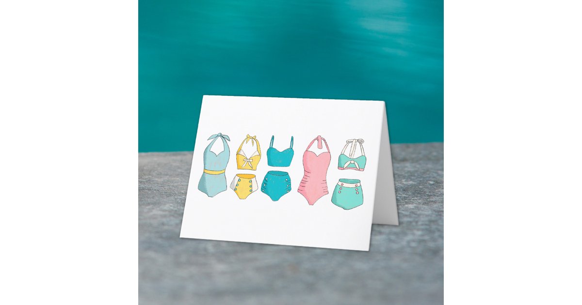 Vintage Bathing Suits Swimsuits Thank You Card | Zazzle