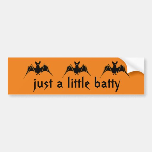 Vintage Bats Just a Little Batty Black and Orange Bumper Sticker | Zazzle