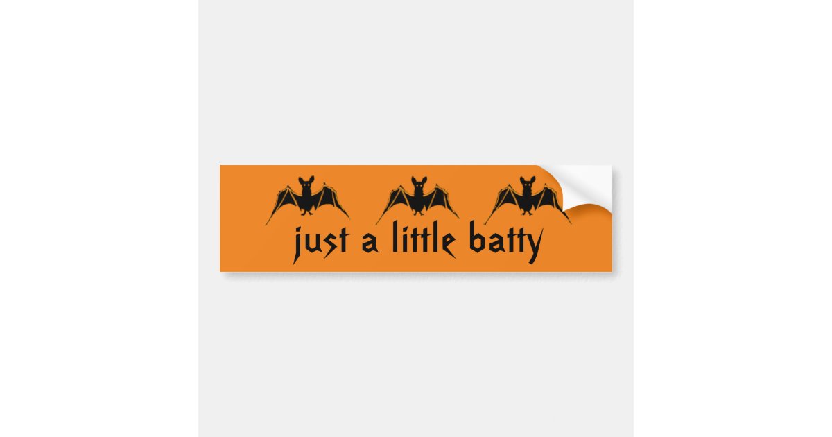 Vintage Bats Just a Little Batty Black and Orange Bumper Sticker | Zazzle