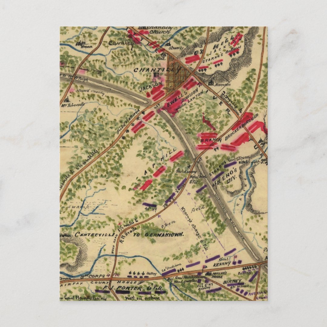 Vintage Battle of Chantilly Map (1862) Postcard | Zazzle