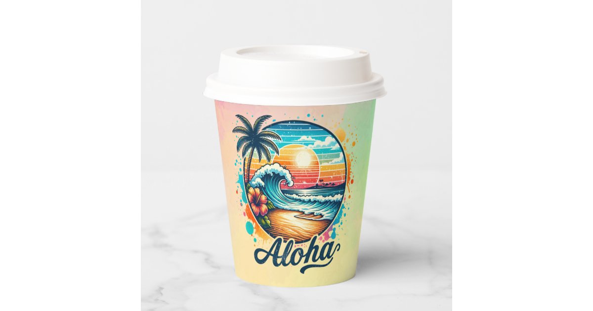 Vintage Beach Aloha Sublimation-94953 Paper Cups | Zazzle