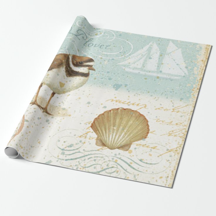 Vintage Beach Scene Wrapping Paper | Zazzle