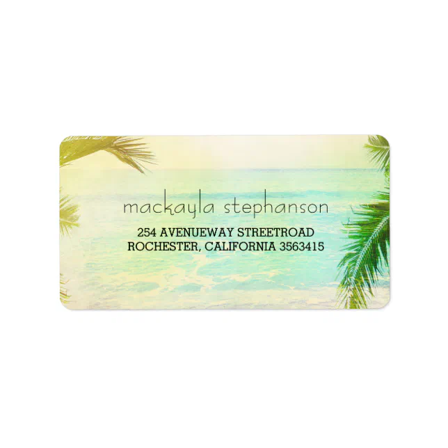 Vintage Beach Sunset Wedding Label | Zazzle