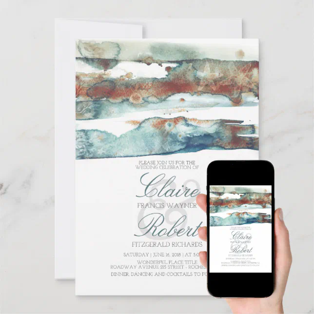 Vintage Beach Underwater Watercolor Splash Wedding Invitation | Zazzle