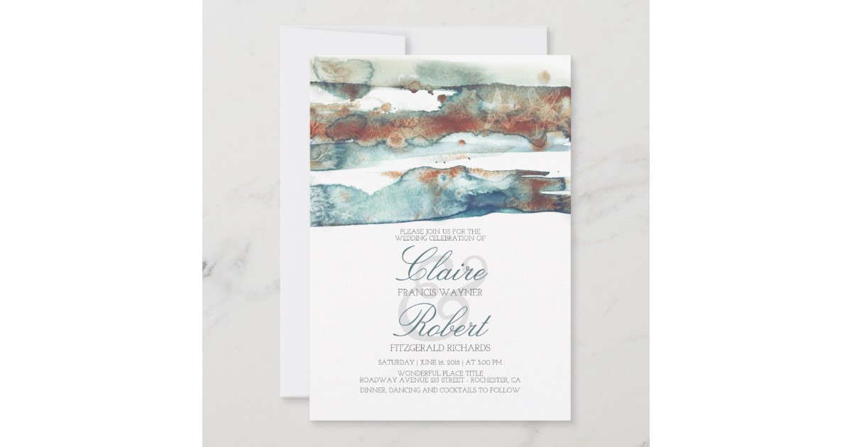 Vintage Beach Underwater Watercolor Splash Wedding Invitation | Zazzle