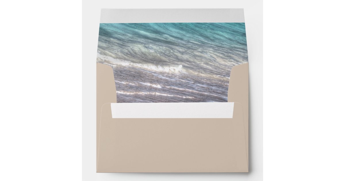 Vintage Beach Waves and Sand Wedding Envelopes | Zazzle