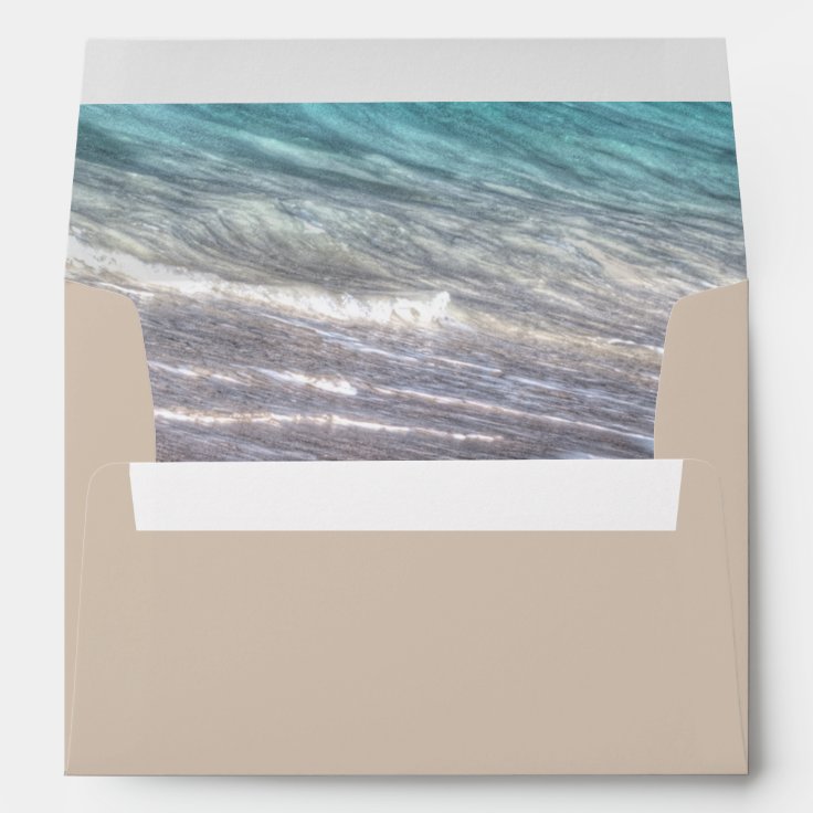 Vintage Beach Waves and Sand Wedding Envelopes | Zazzle
