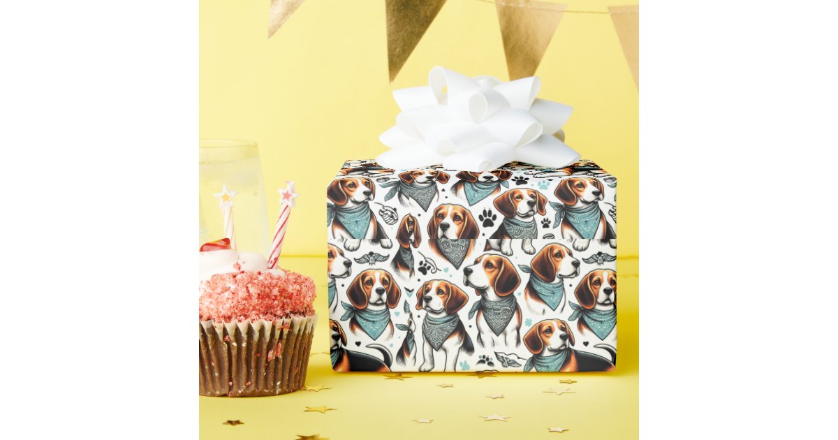 Vintage Beagle Puppy Seamless Wrapping Paper | Zazzle
