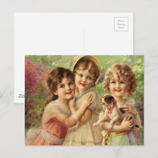 Vintage Beautiful Little Girls Postcard | Zazzle