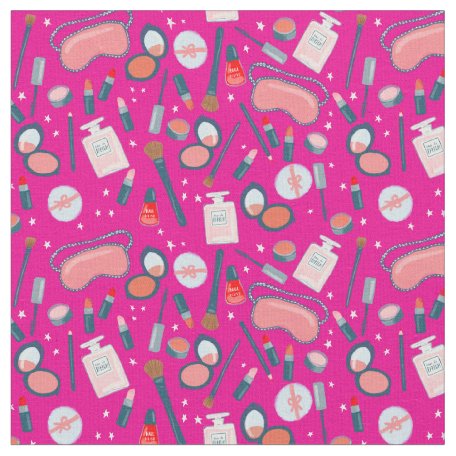 Cosmetics Pattern Fabric | Zazzle