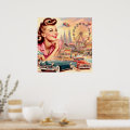 Vintage Beauty Pin-Up Illustration Poster | Zazzle