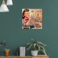 Vintage Beauty Pin-Up Illustration Poster | Zazzle