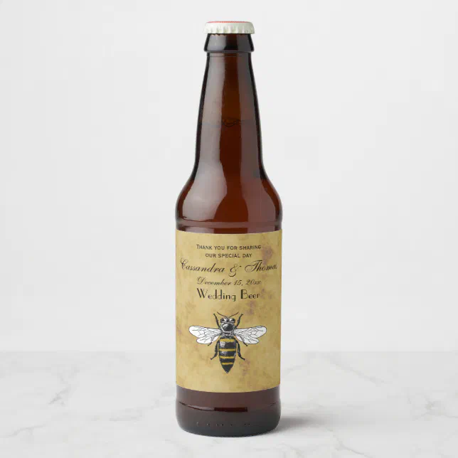 Vintage Bee #2 Distressed Antique Background Beer Bottle Label | Zazzle