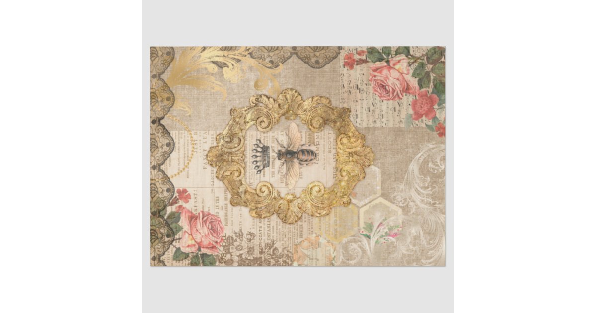 Vintage Bee Ephemera Decoupage Tissue Paper | Zazzle