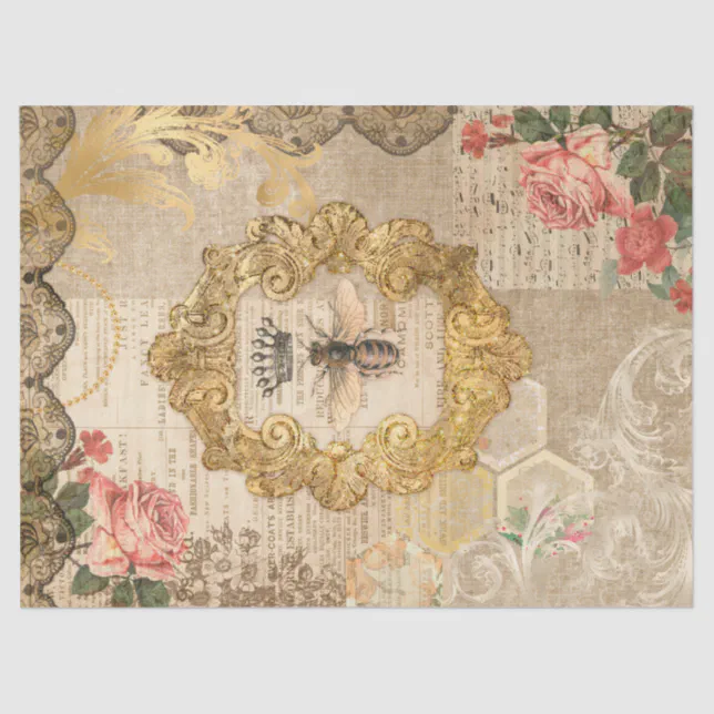 Vintage Bee Ephemera Decoupage Tissue Paper | Zazzle