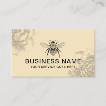 Vintage Bee & Flower illustration Farm Beekeeper Business Card | Zazzle