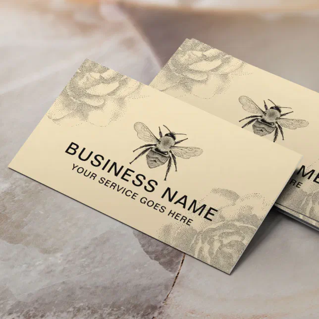 Vintage Bee & Flower illustration Farm Beekeeper Business Card | Zazzle