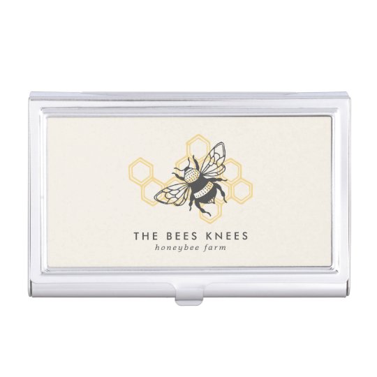 Vintage Bee Logo Rustic Honeybee Beekeeper Business Card Case | Zazzle.com