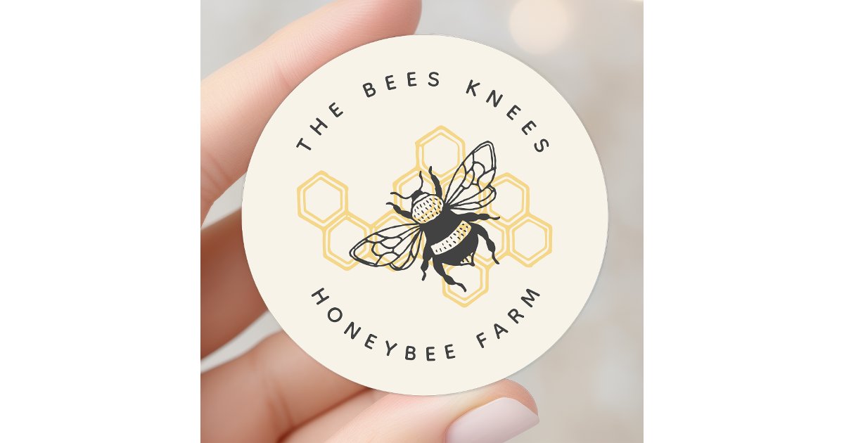 Vintage Bee Logo Rustic Honeybee Beekeeper Classic Round Sticker | Zazzle