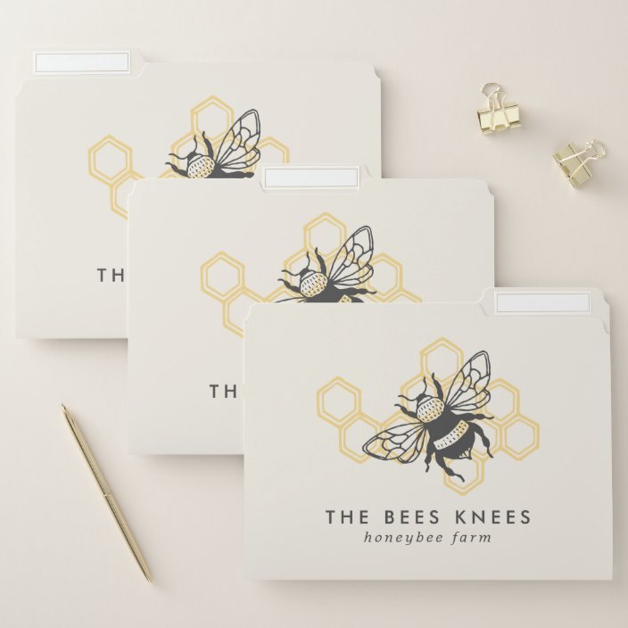 Vintage Bee Logo Rustic Honeybee Beekeeper File Folder | Zazzle.com