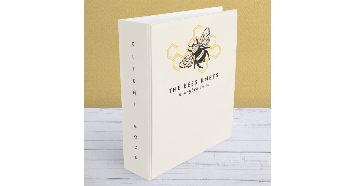 Vintage Bee Logo Rustic Honeybee Client 3 Ring Binder | Zazzle
