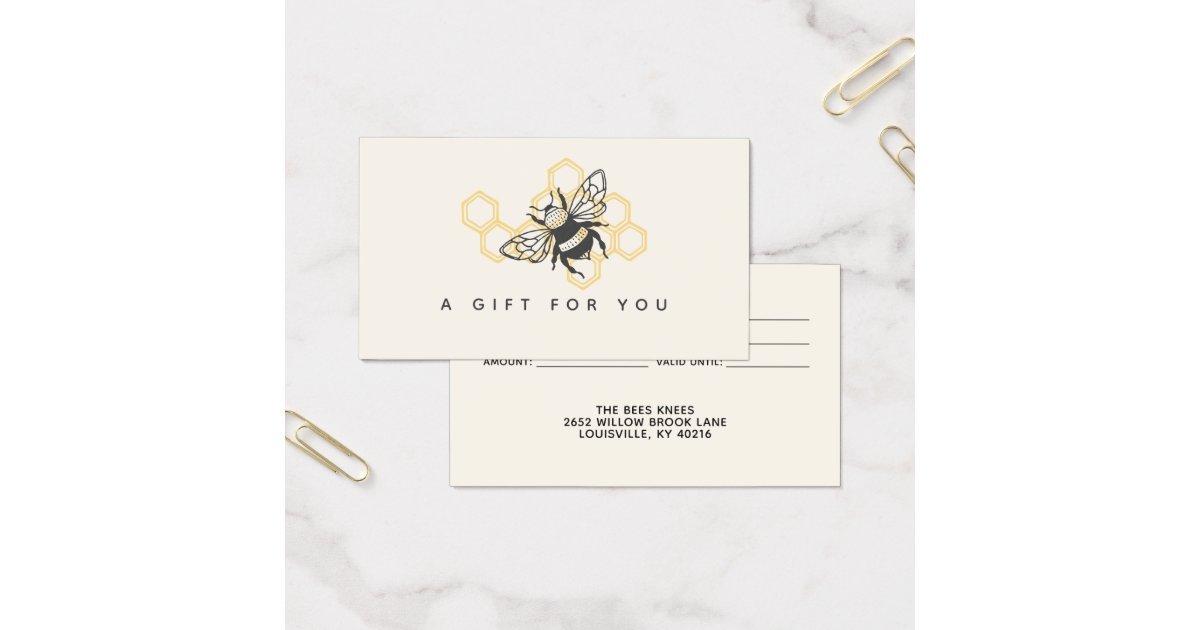 Vintage Bee Logo Rustic Honeybee Gift Card | Zazzle