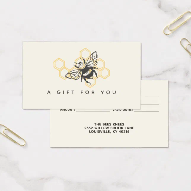 Vintage Bee Logo Rustic Honeybee Gift Card | Zazzle