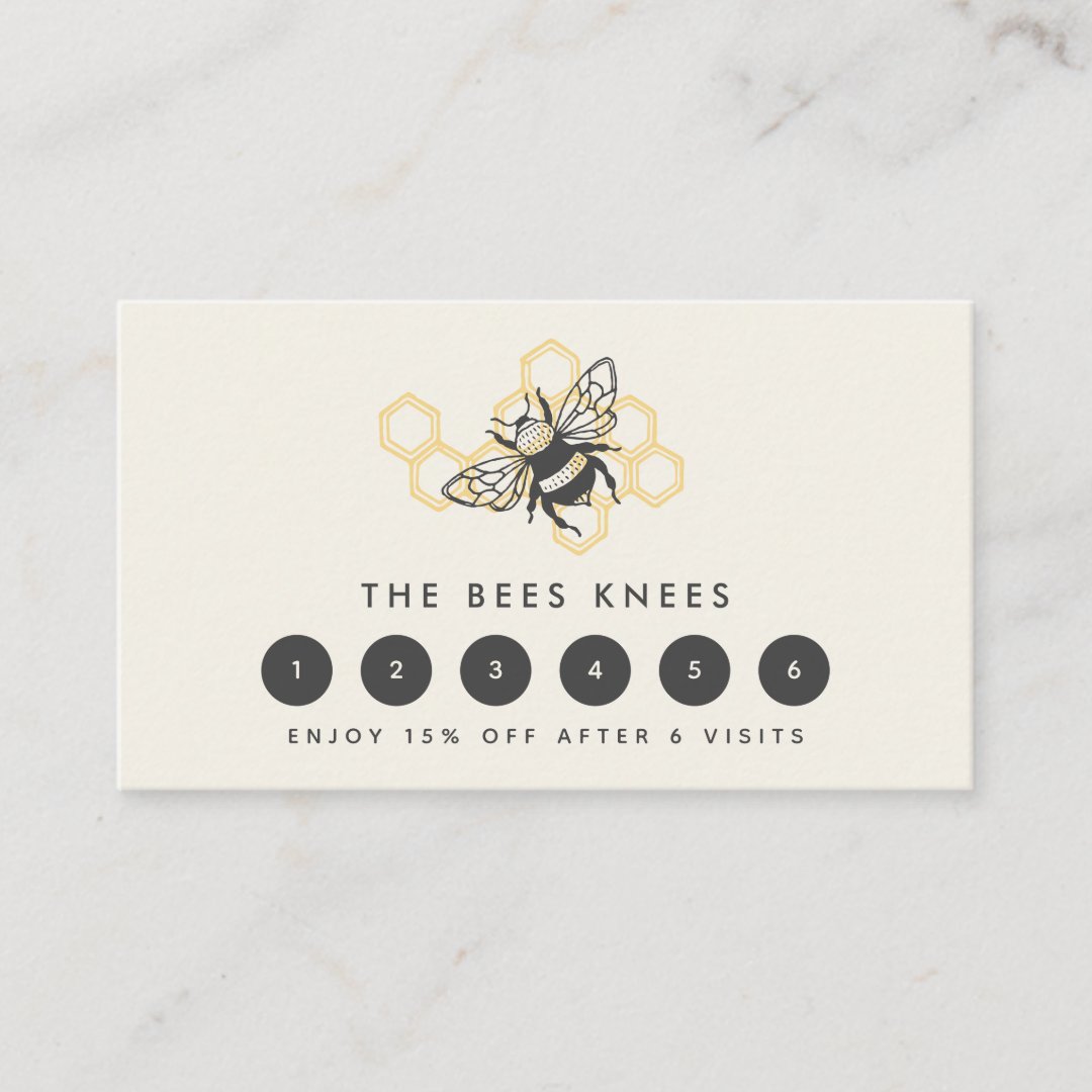 Vintage Bee Logo Rustic Honeybee Loyalty Card | Zazzle