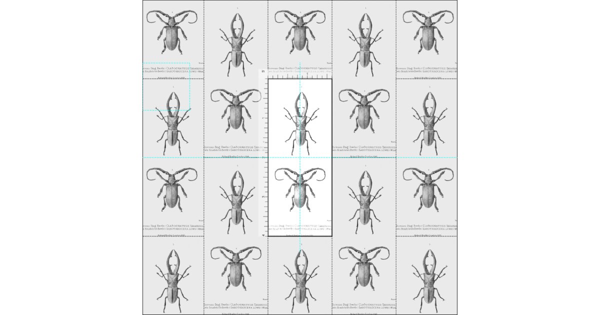 Vintage beetle illustration textile fabric | Zazzle