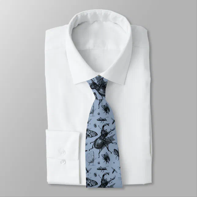 Vintage Beetles & Flying Insects Entomology Blue Neck Tie | Zazzle