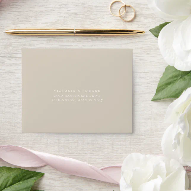 Vintage Beige Floral Wedding RSVP Envelope | Zazzle