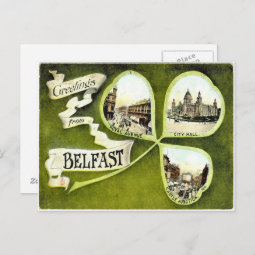 Vintage Belfast shamrock postcard | Zazzle