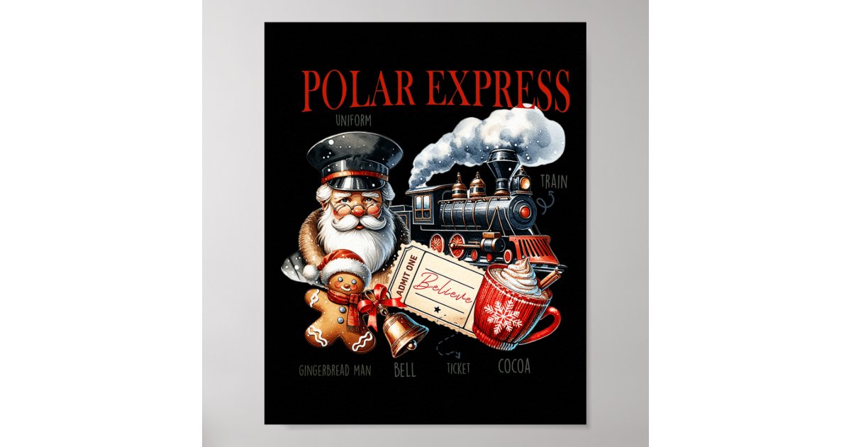 Vintage Believe Train North Pole Polar Express All Poster | Zazzle