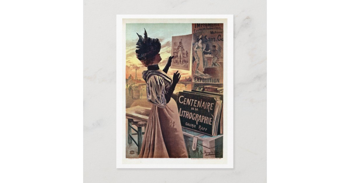 vintage belle époque centennial of lithography postcard | Zazzle