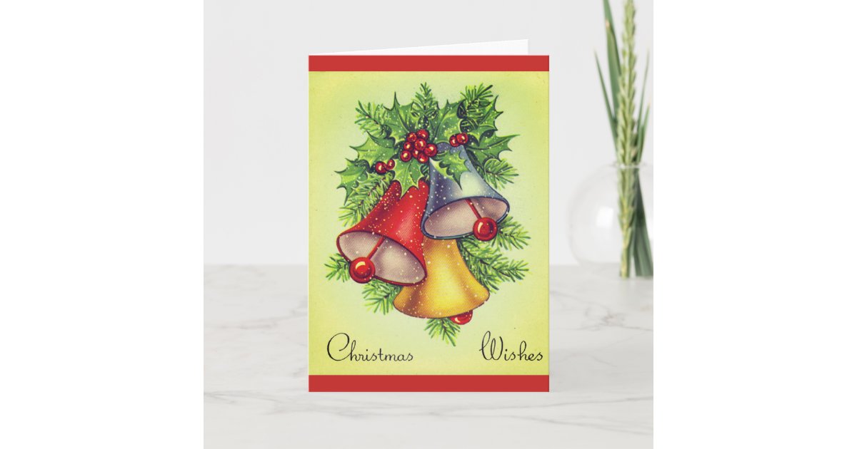 Vintage Bells Christmas Greeting Card | Zazzle