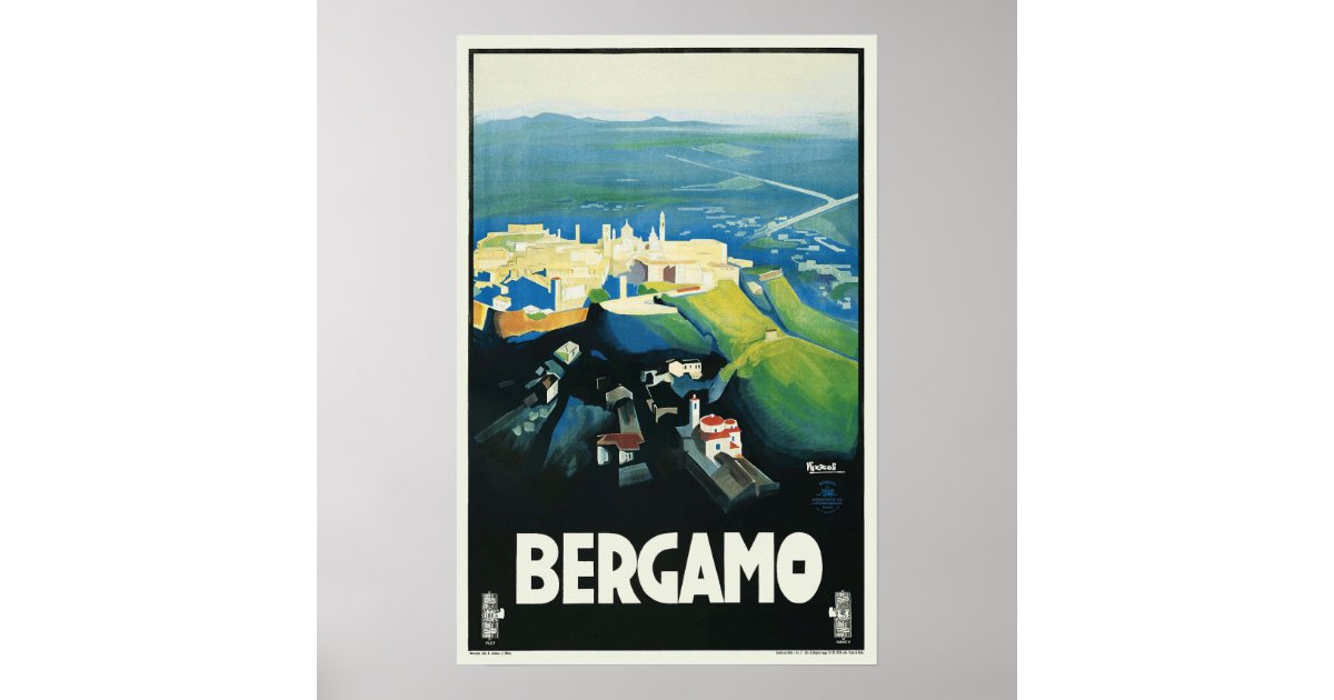Vintage Bergamo Italy Travel Ad Poster | Zazzle