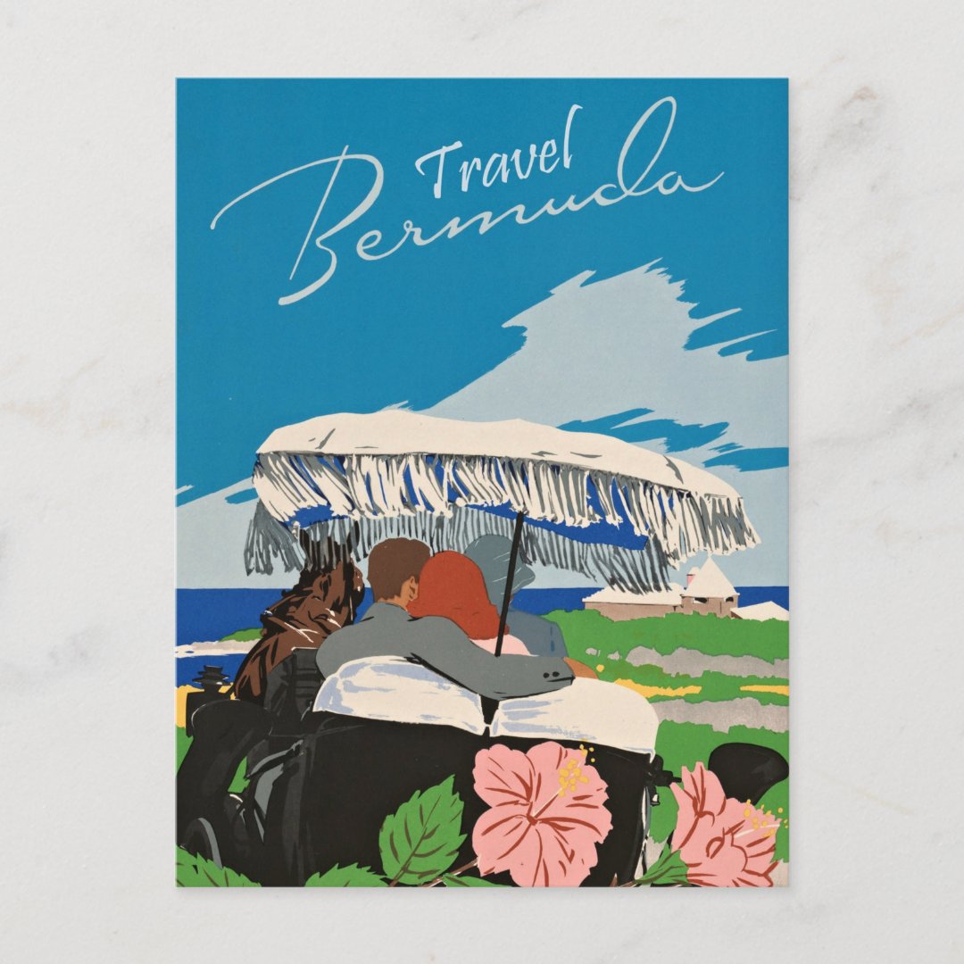 Vintage Bermuda Travel Art Ilustration Postcard | Zazzle