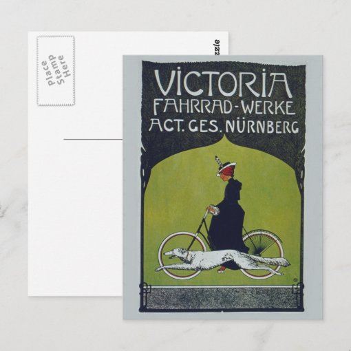 Vintage Bicycle Lady & Dog Postcard | Zazzle