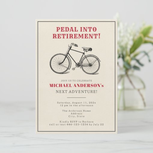 Vintage Bicycle Mens Retirement Party Invitation | Zazzle