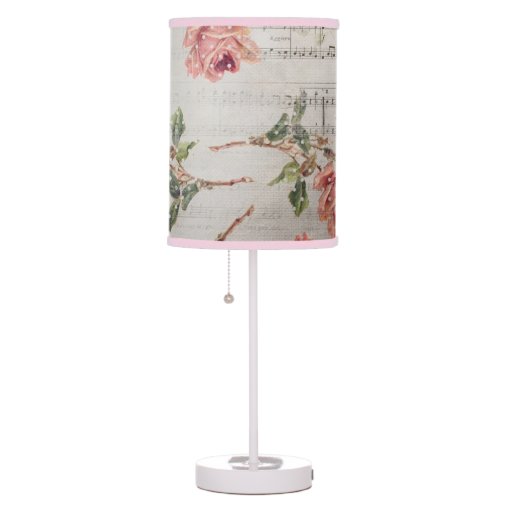 Vintage Bicycle, Music, Pink Roses Table Lamp | Zazzle