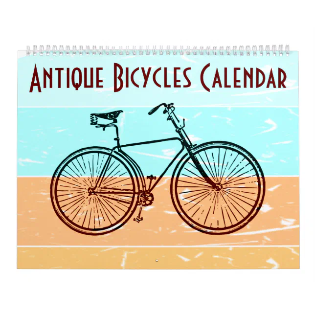 Vintage Bicycles Retro Background Illustrations Calendar | Zazzle