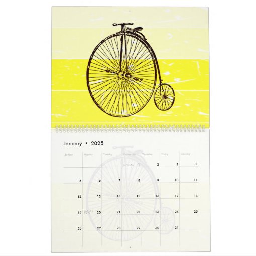 Vintage Bicycles Retro Background Illustrations Calendar | Zazzle