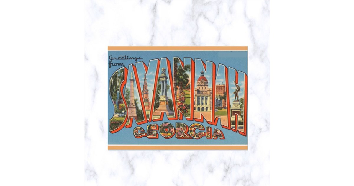 Vintage Big Letter Savannah Georgia Postcard | Zazzle