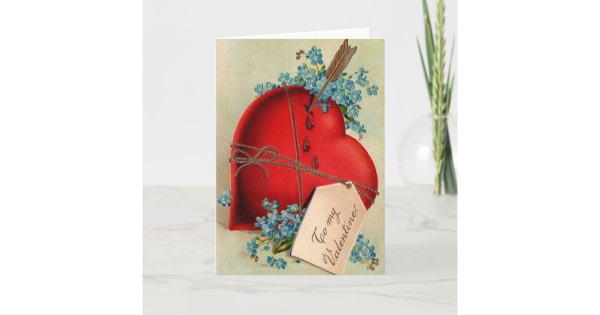 Vintage Big Red Bleeding Heart Valentine Postcard | Zazzle