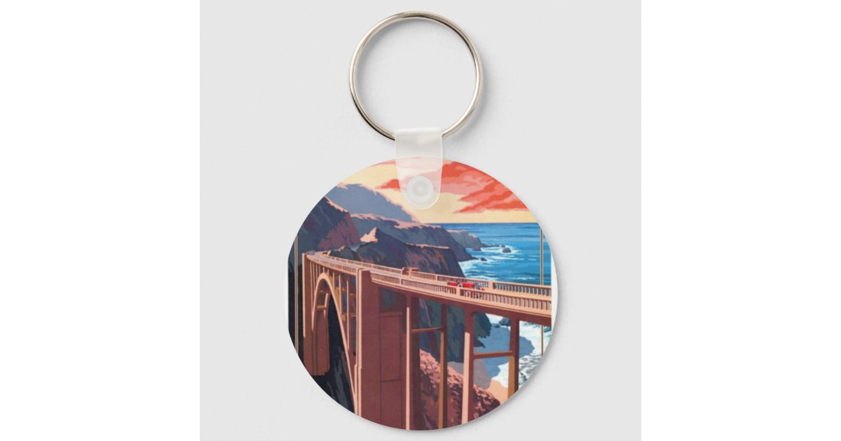 Vintage Big Sur Bixby Bridge USA Tourism Keychain | Zazzle
