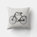 Vintage bike bicycle black white Throw pillow | Zazzle