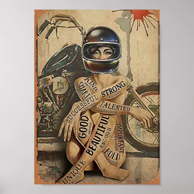 Vintage biker girl poster | Zazzle