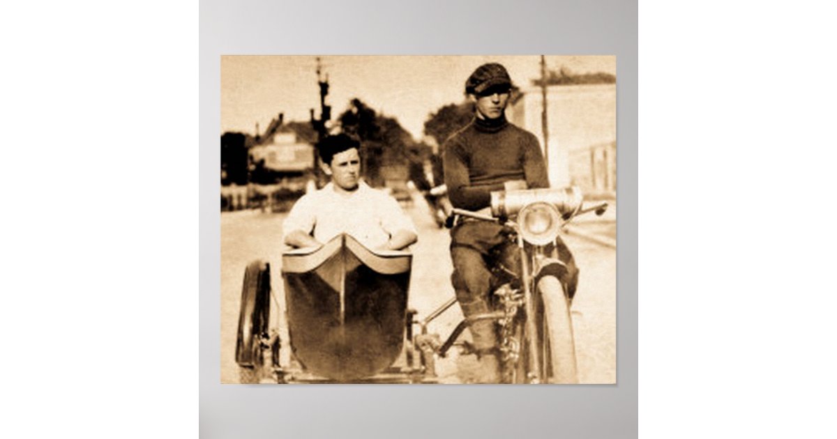 Vintage Biker Outlaw Motorcycle & Sidecar Poster | Zazzle