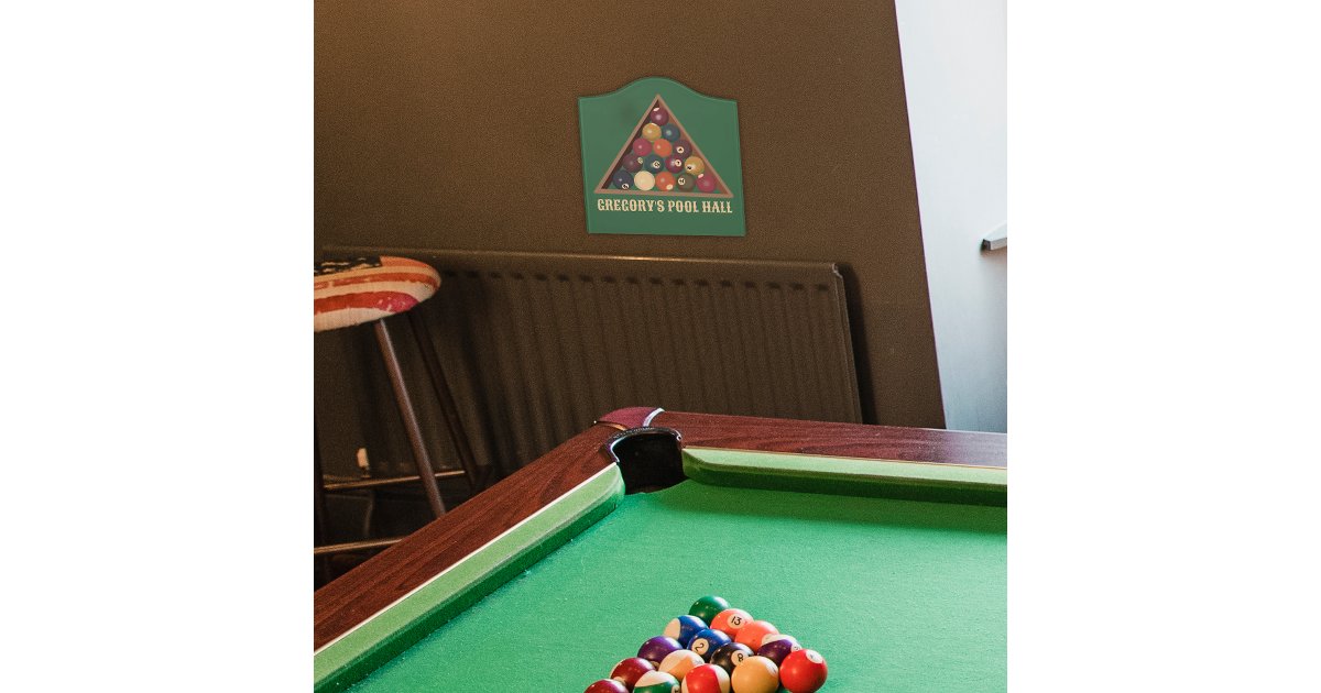 Vintage Billiard Balls Custom Pool Table Themed Door Sign | Zazzle